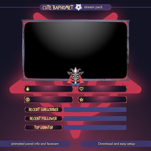 Full Animated Stream Overlay Package, Horror, Dark, Cute Baphomet ...