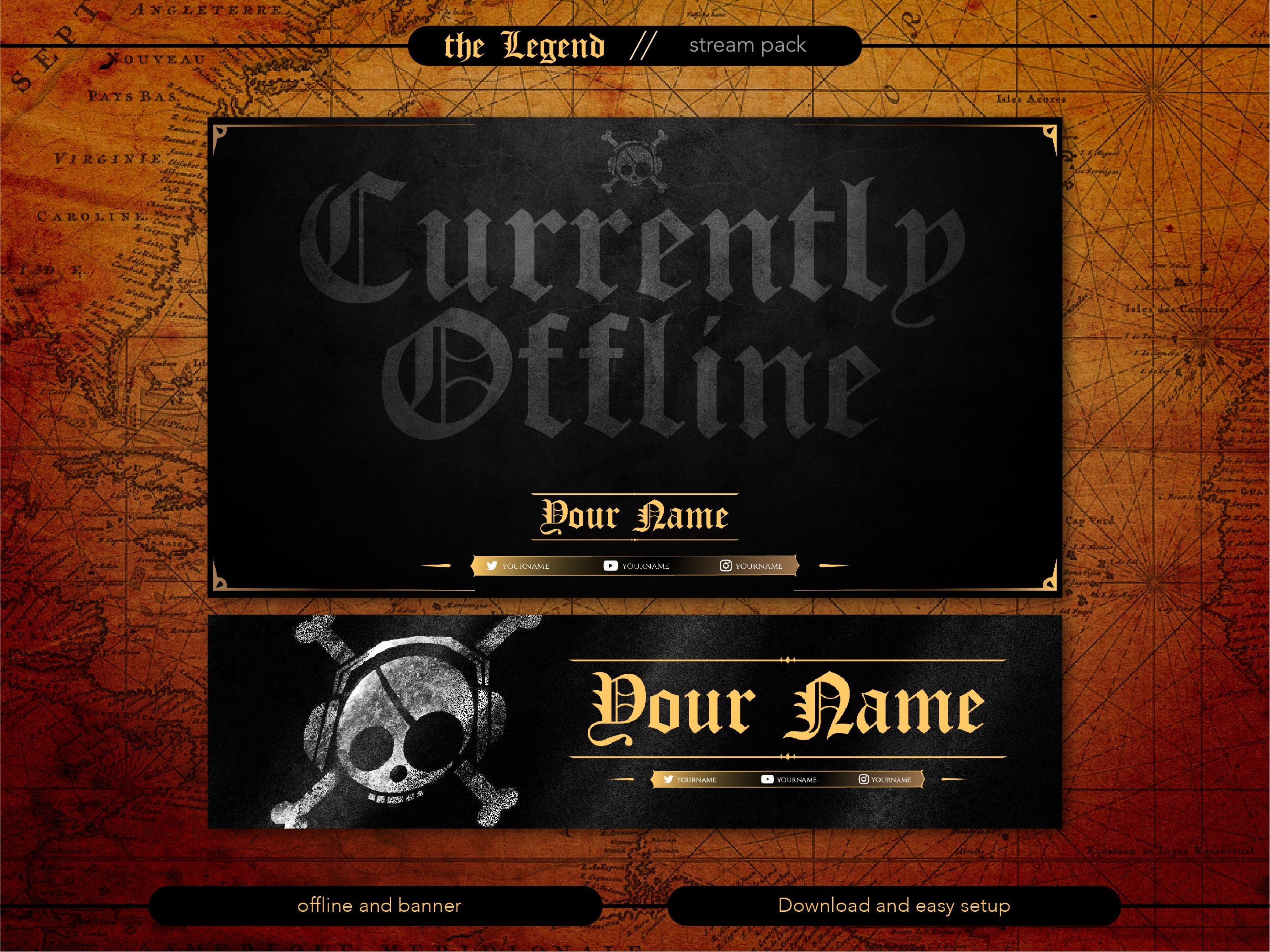 Full Animated Stream Overlay Package, Anime, Adventure, Pirate, the ...