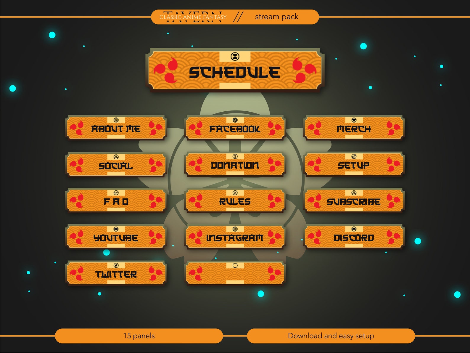 Full Animated Stream Overlay Package, Relaxing Chill Classic Anime ...