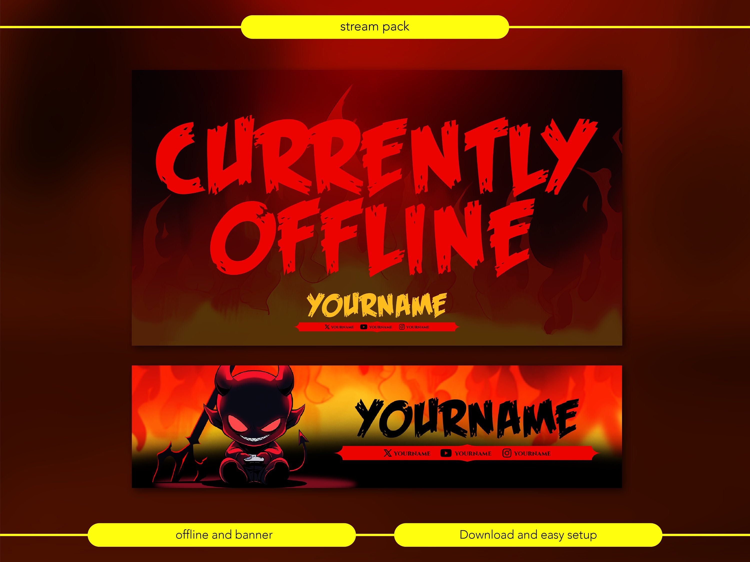 Animated Stream Overlay Package, Horror, Dark, Devil, Diablo. Twitch ...