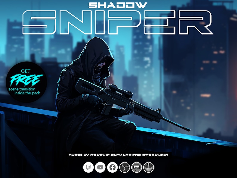Full Animated Stream Overlay Package, Sniper, Assassin, Shadow Sniper ...