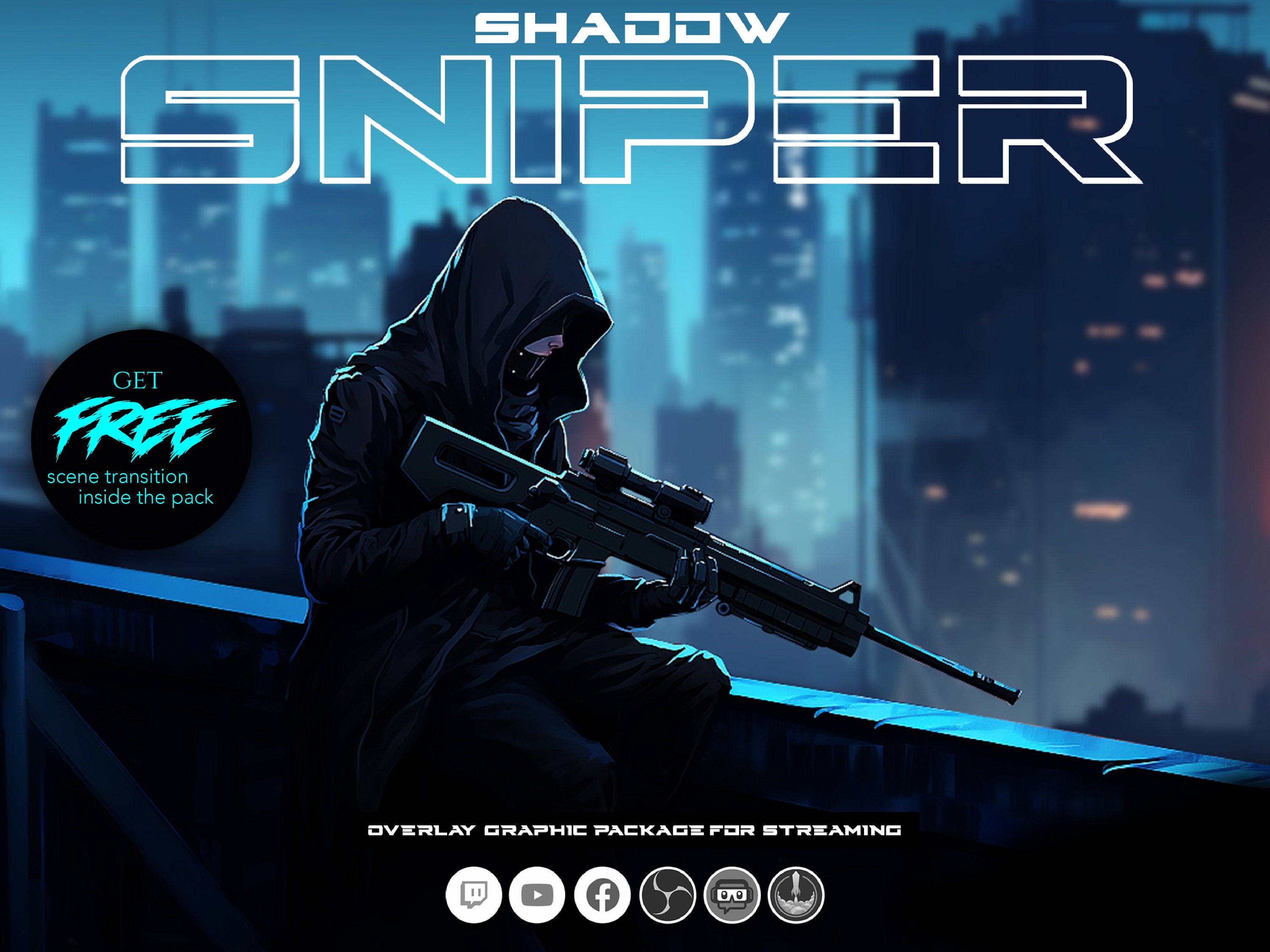 Full Animated Stream Overlay Package, Sniper, Assassin, Shadow Sniper ...