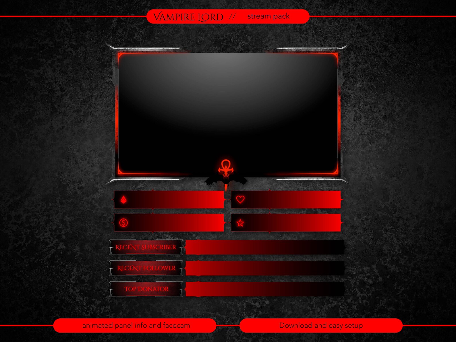 Full Animated Stream Overlay Package, Horror, Bat, Vampire Lord. Twitch ...