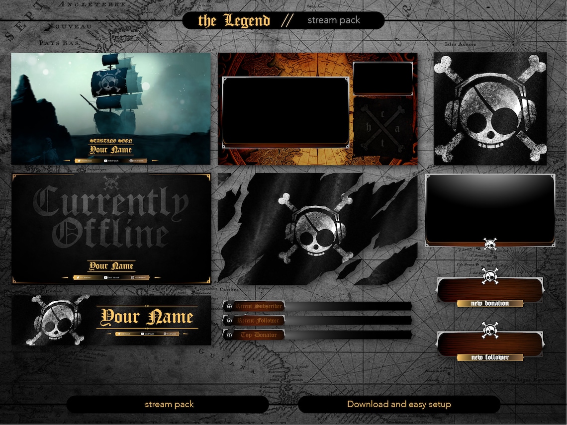 Full Animated Stream Overlay Package, Anime, Adventure, Pirate, the ...