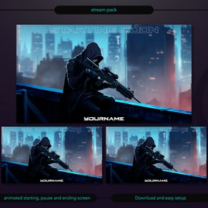 Full Animated Stream Overlay Package, Sniper, Assassin, Shadow Sniper ...