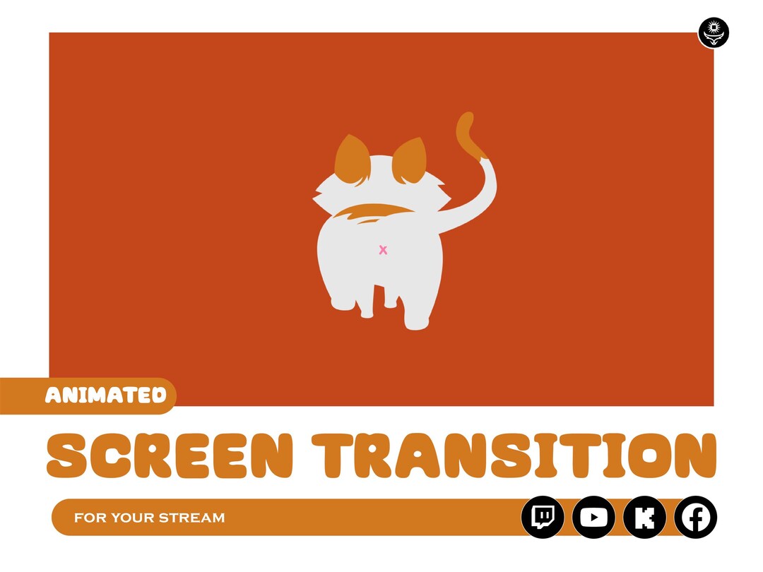 Cute White Cat Butt Animated Scene Stinger Transition for Streaming on ...