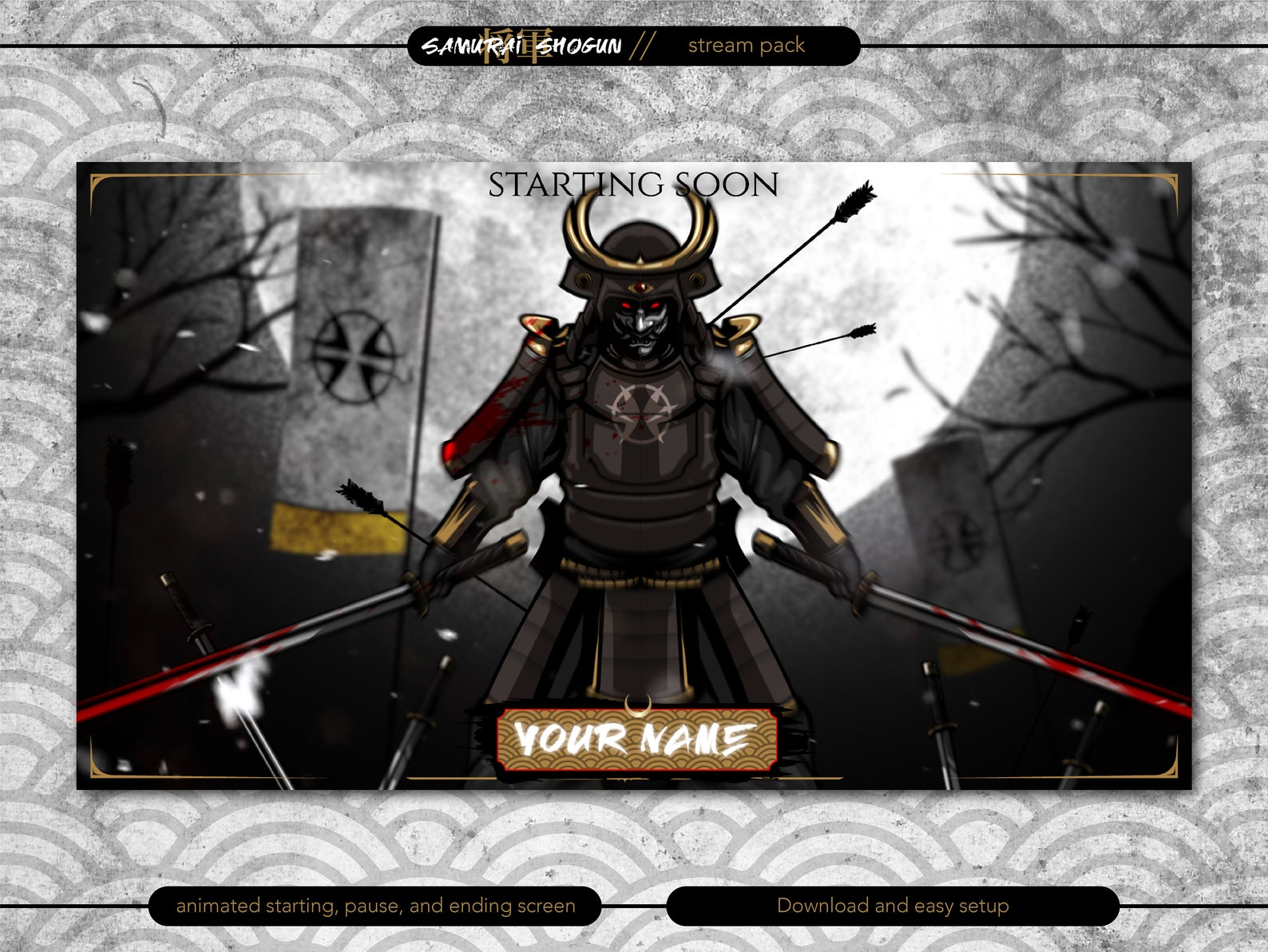 Twitch Overlay Twitch Japanese Overlay Samurai Shogun Oni - Etsy