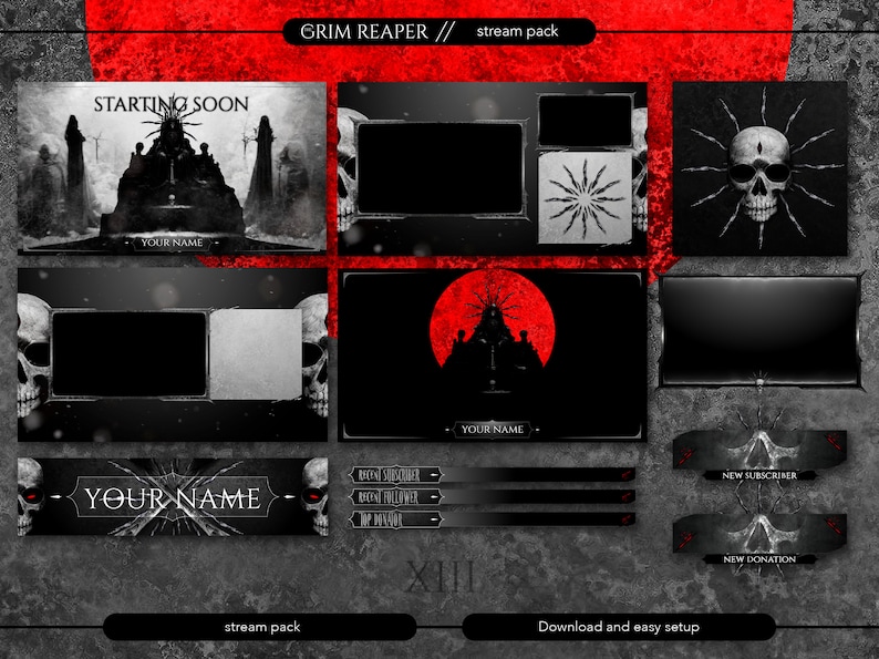 Dark Grim Reaper Full Animated Stream Overlay Graphic Package. for ...