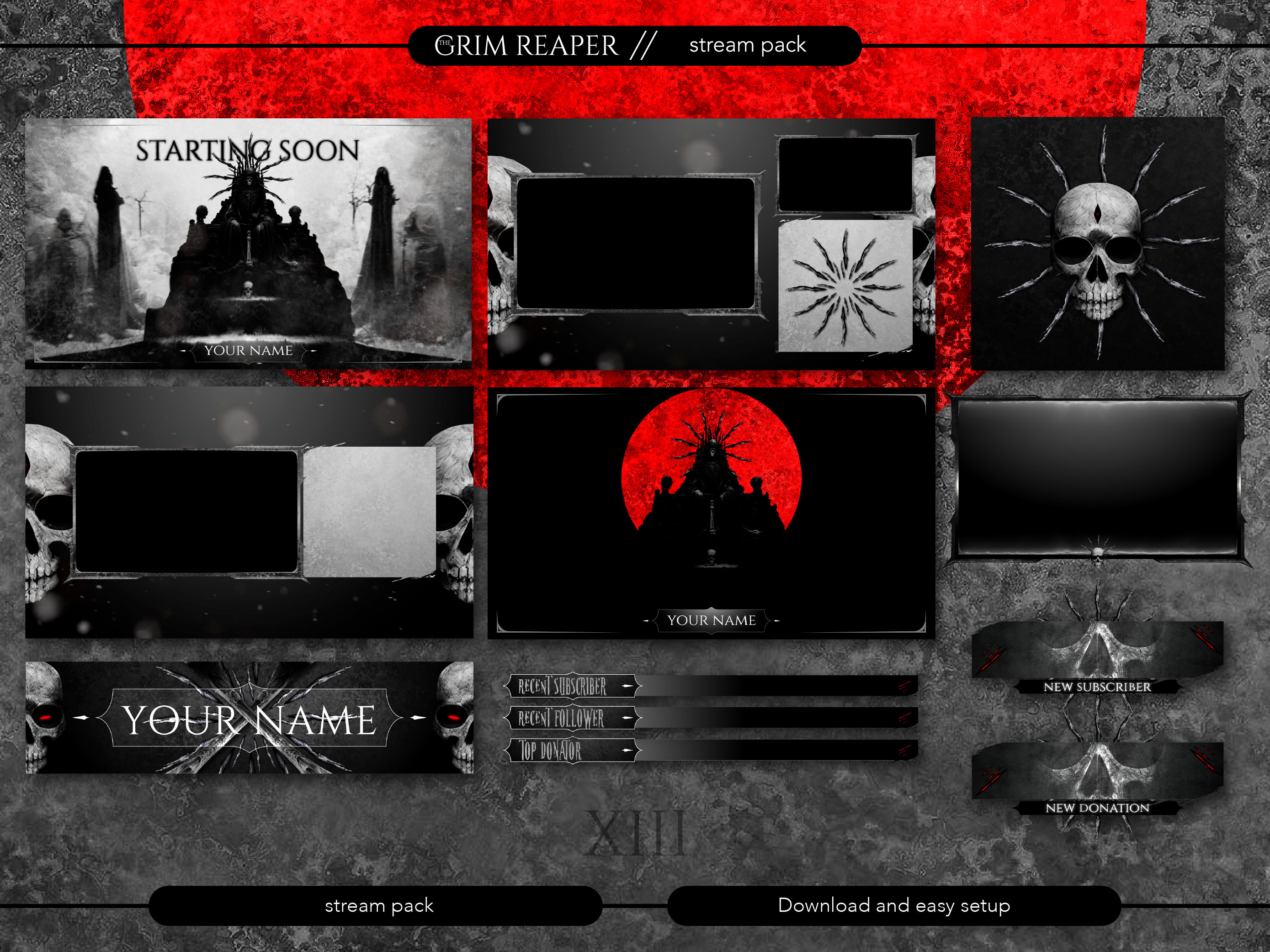 Dark Grim Reaper Full Animated Stream Overlay Graphic Package. for ...