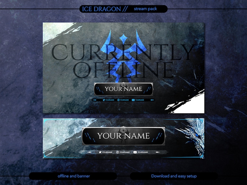 Full Animated Stream Overlay Package, Medieval, Ice Dragon, King ...