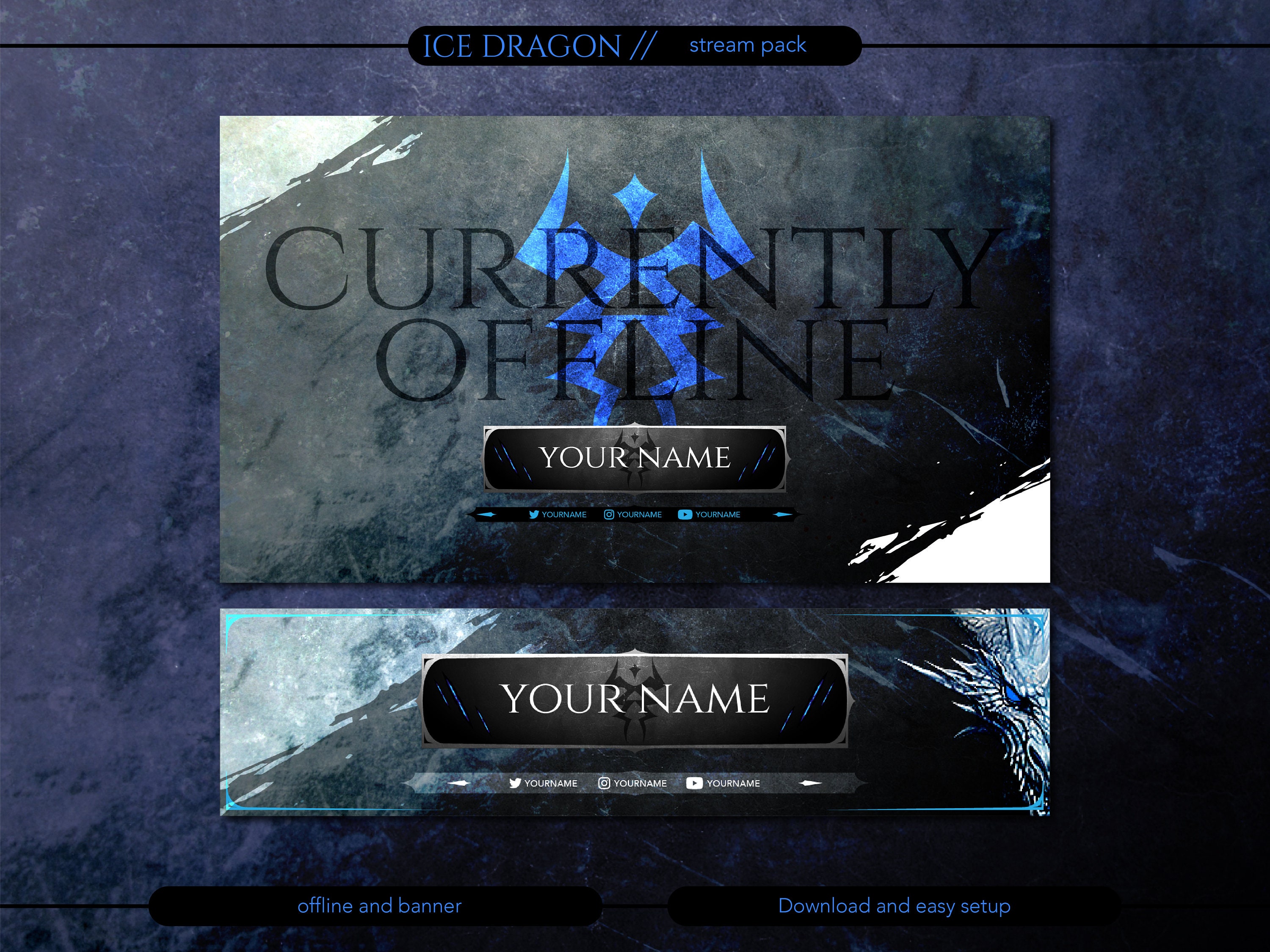 Full Animated Stream Overlay Package Medieval Ice Dragon - Etsy
