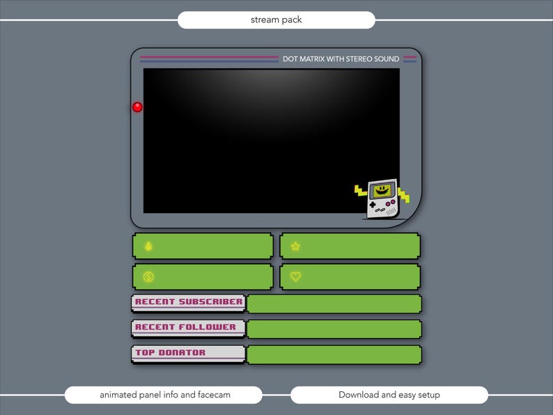 Retro Gameboy Animated Stream Overlay | Nostalgia Theme Package for ...
