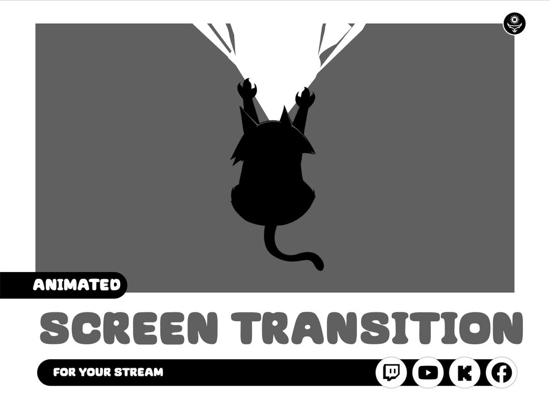 Cute Black Cat Scratching Screen Animated Scene Transition for ...