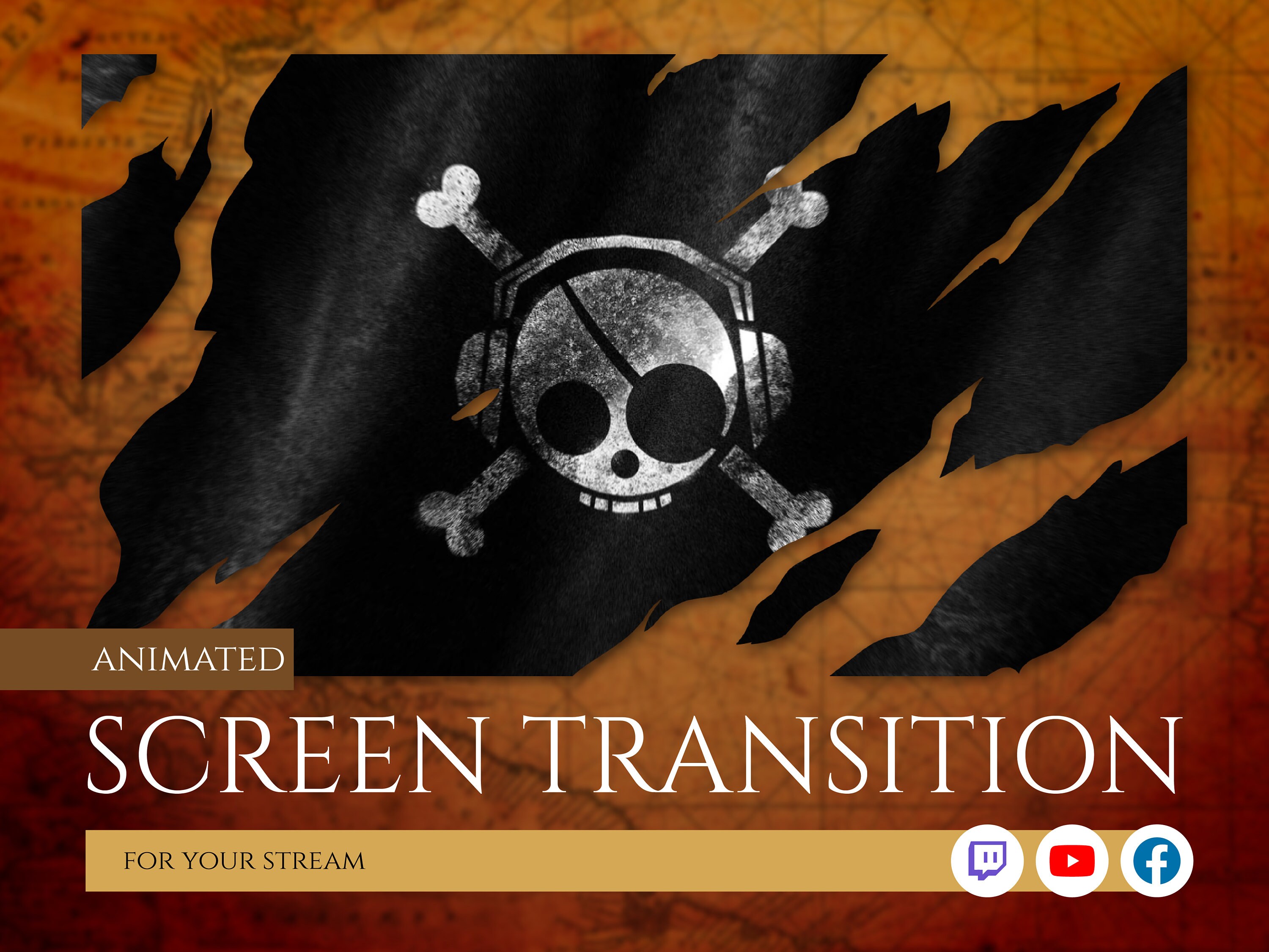 Streamer Pirate Flag Stinger Transition, Screen Transition, Twitch ...
