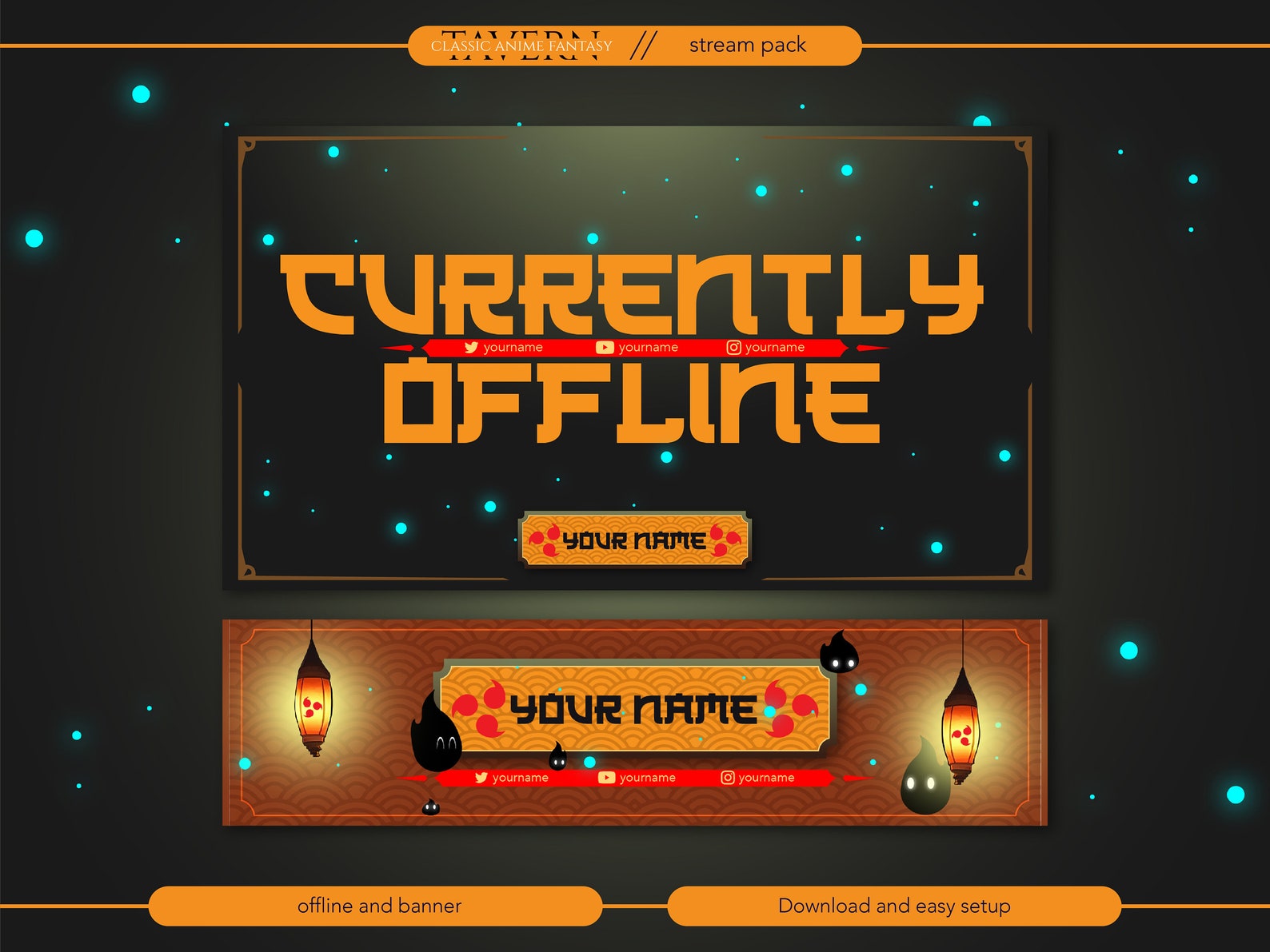 Full Animated Stream Overlay Package, Relaxing Chill Classic Anime ...