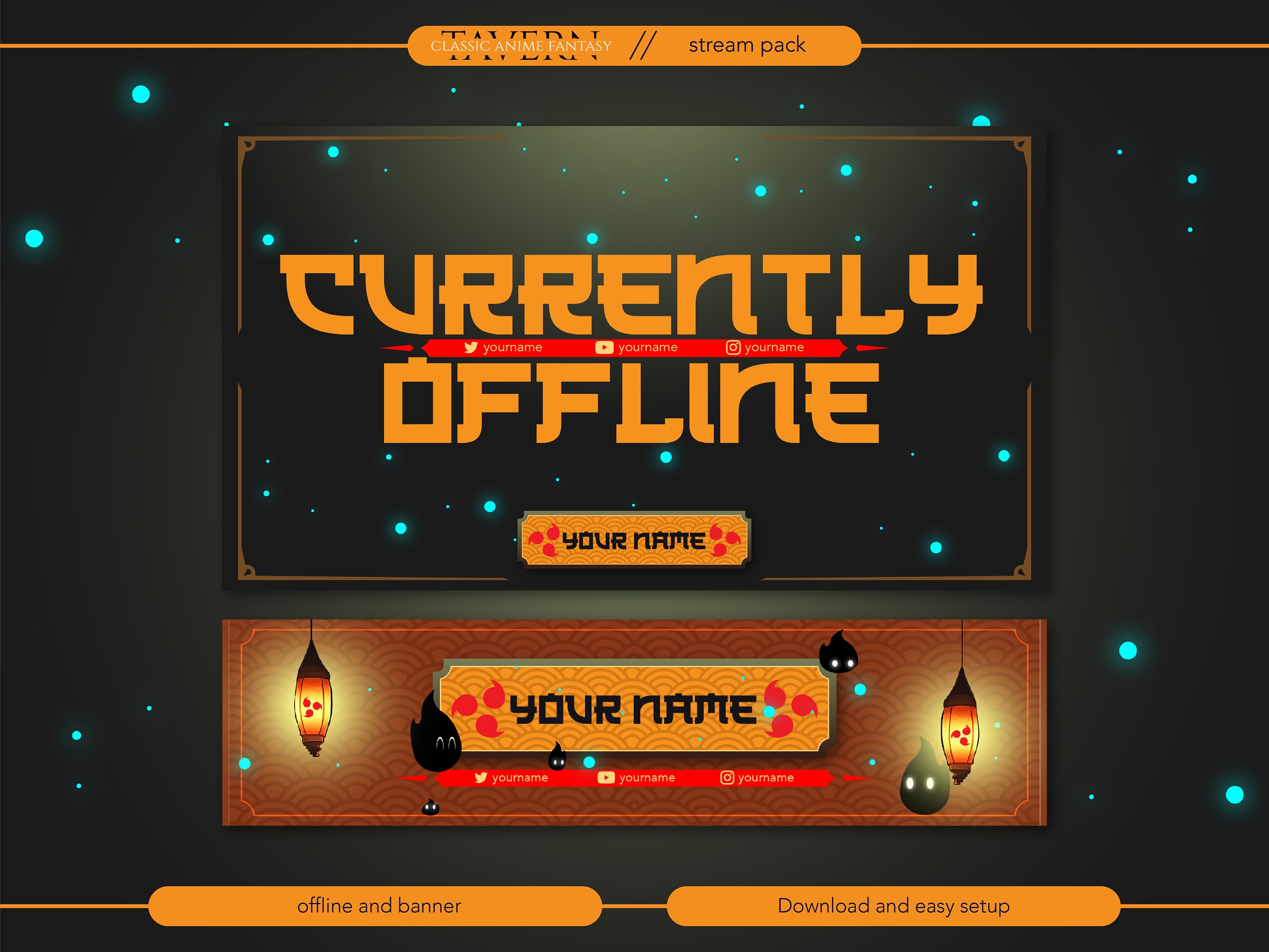 Full Animated Stream Overlay Package, Relaxing Chill Classic Anime ...