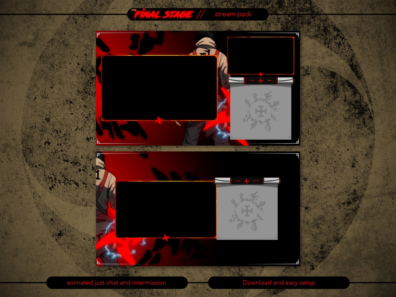 Full Animated Stream Overlay Package, Ninja, Shuriken, Shinobi. Twitch Overlay, Facebook Gaming ...