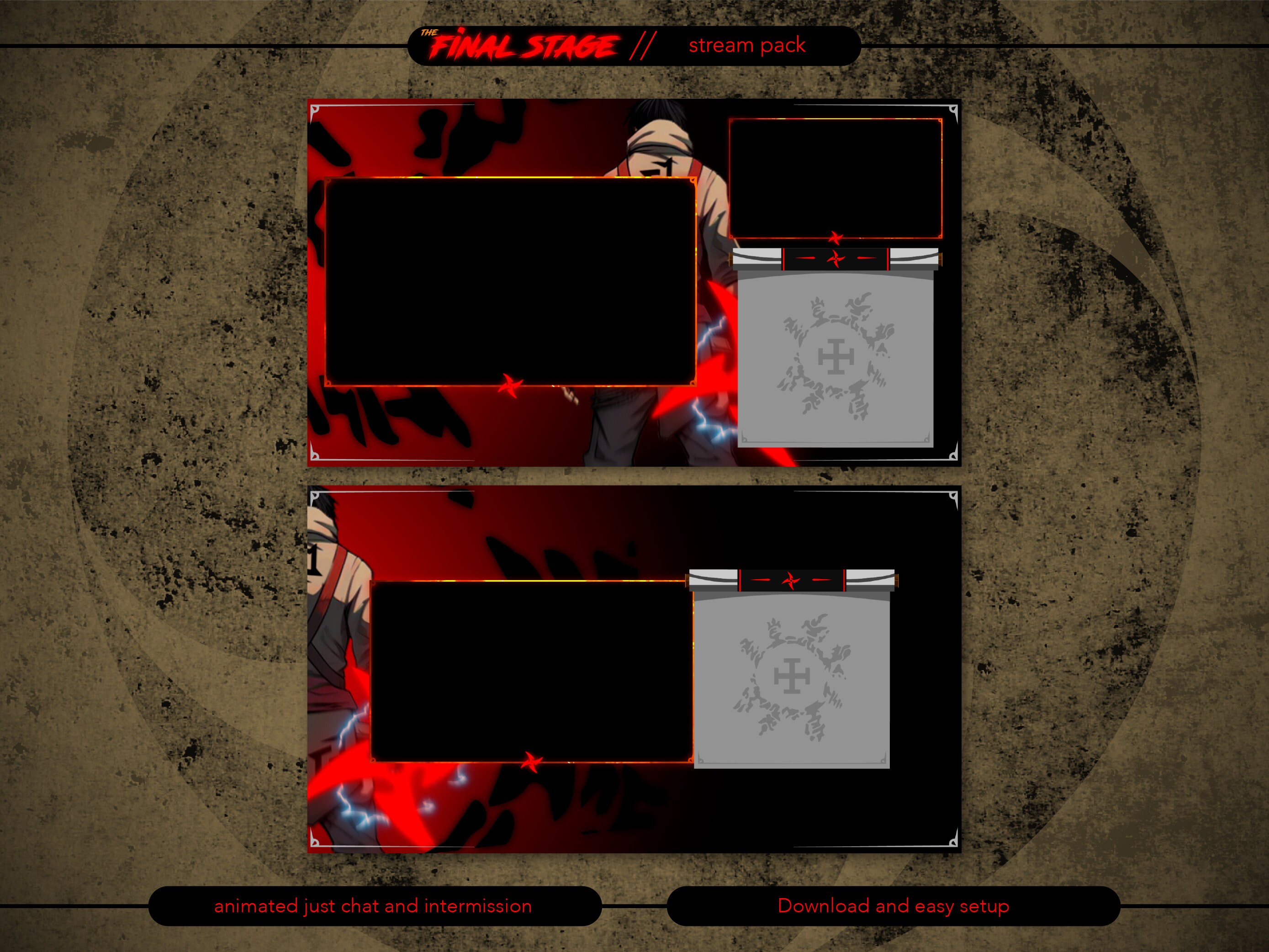 Full Animated Stream Overlay Package, Ninja, Shuriken, Shinobi. Twitch ...