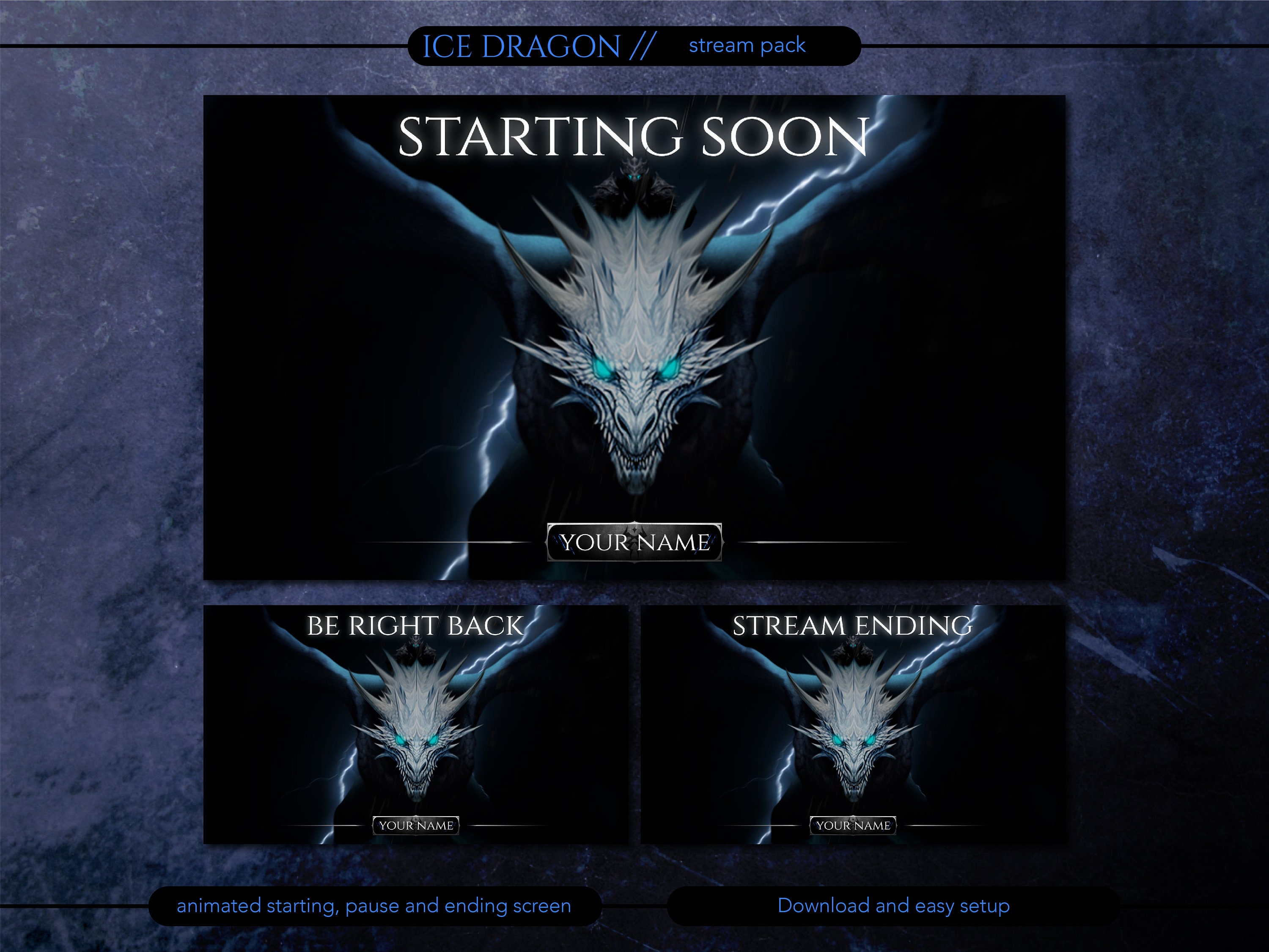 Full Animated Stream Overlay Package, Medieval, Ice Dragon, King ...