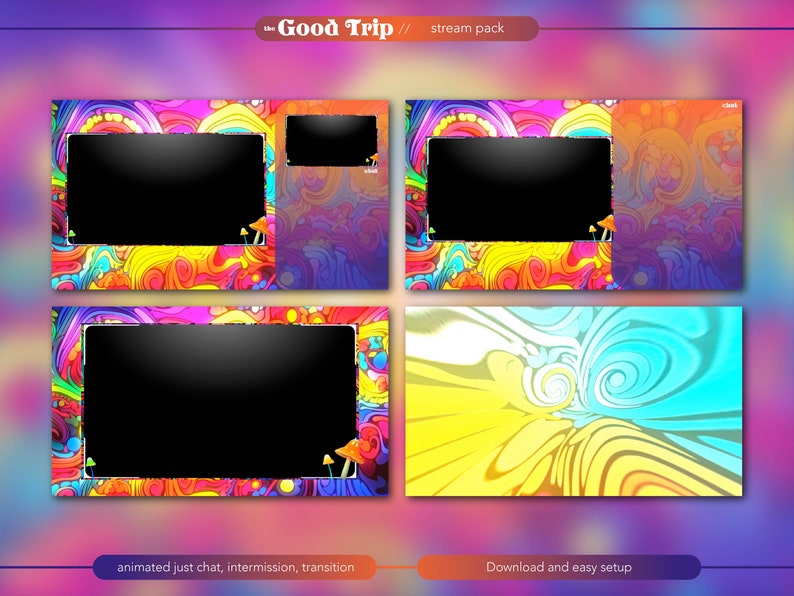 Full Animated Stream Overlay Package, Psychedelic, Trippy, Good Trip ...