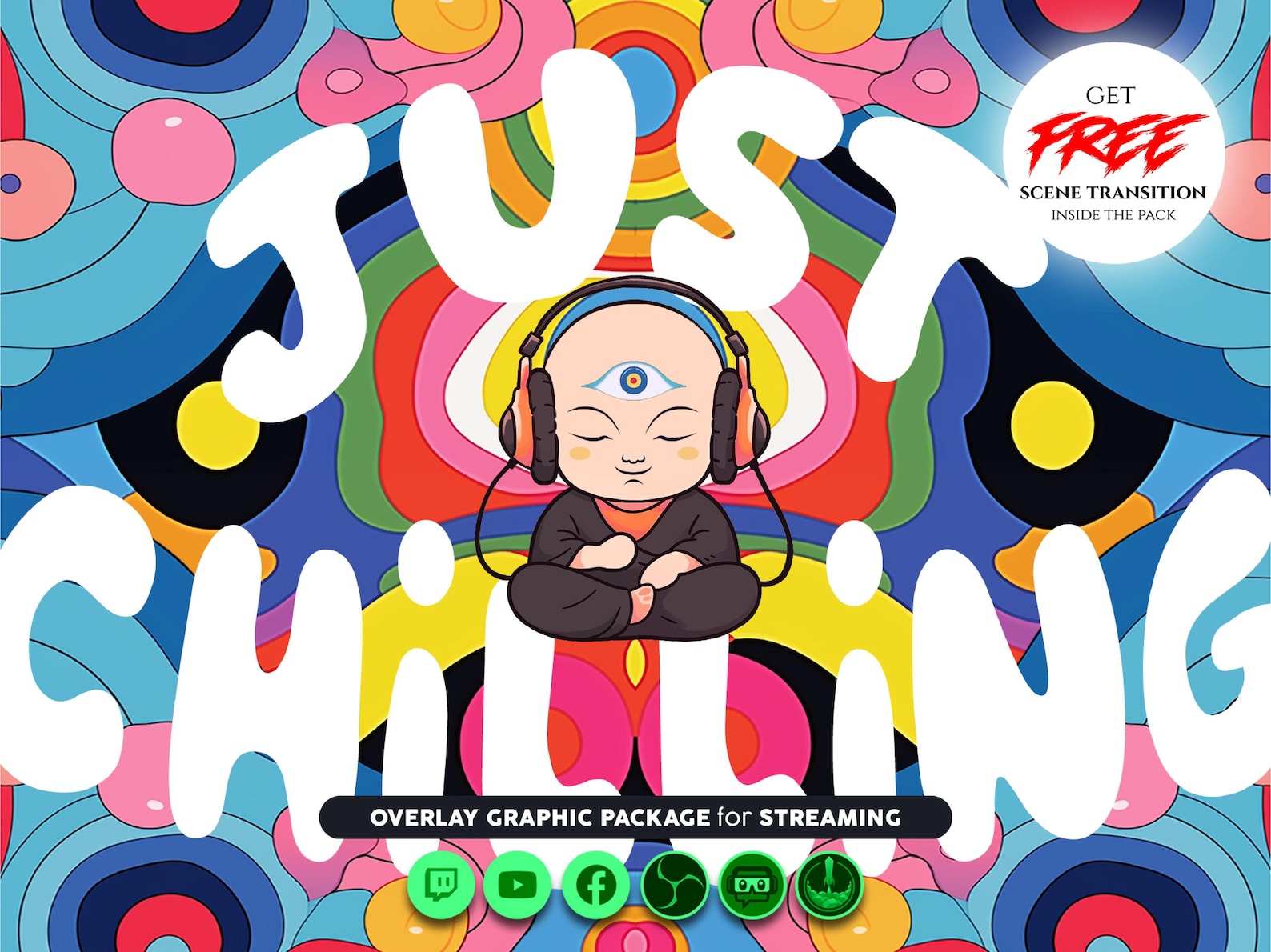 Animated Stream Overlay Package, Good Vibe, Chill. Twitch Overlay ...