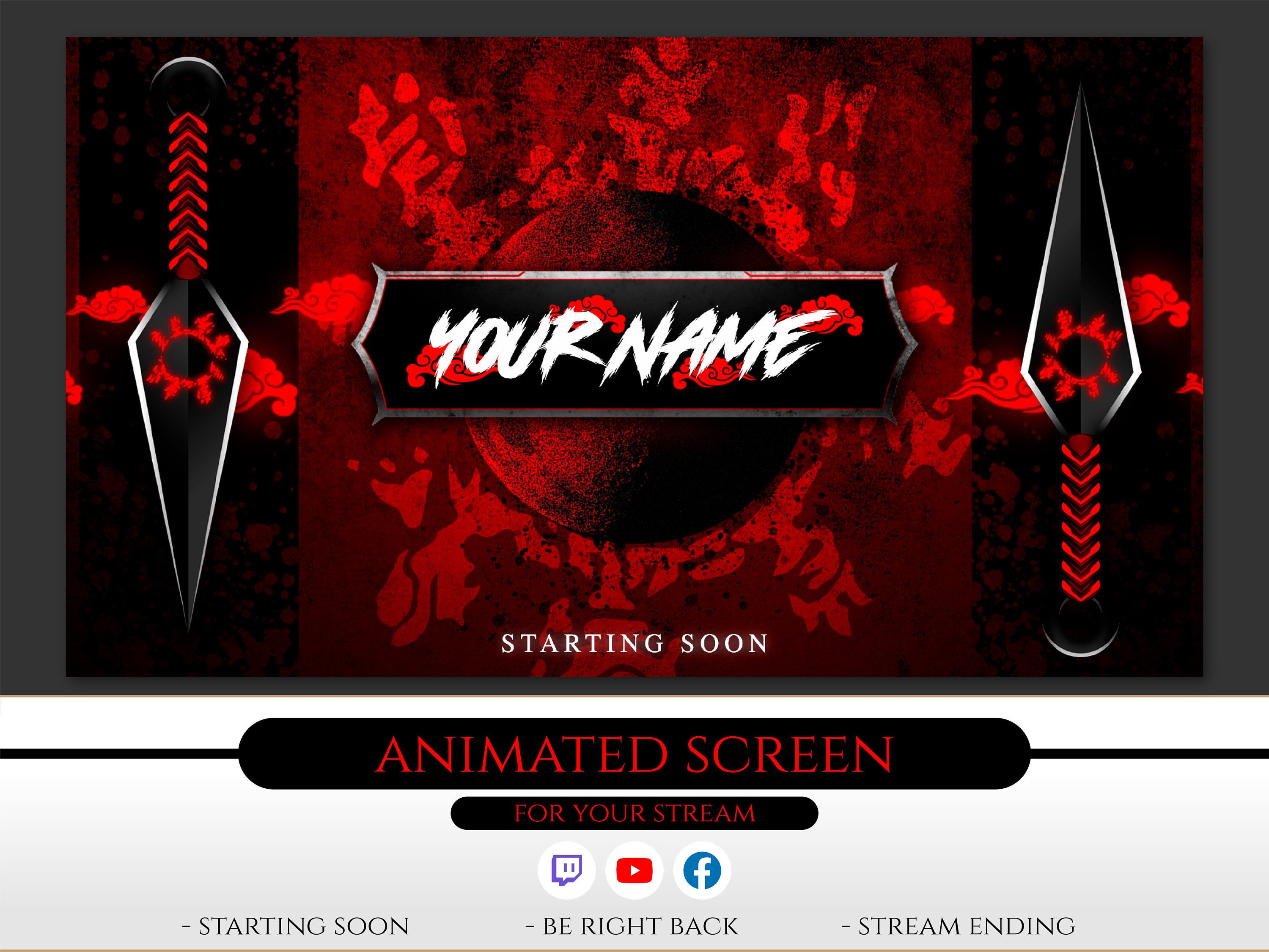 Animated Stream Screens. Starting Soon, Be Right Back, Stream Ending ...