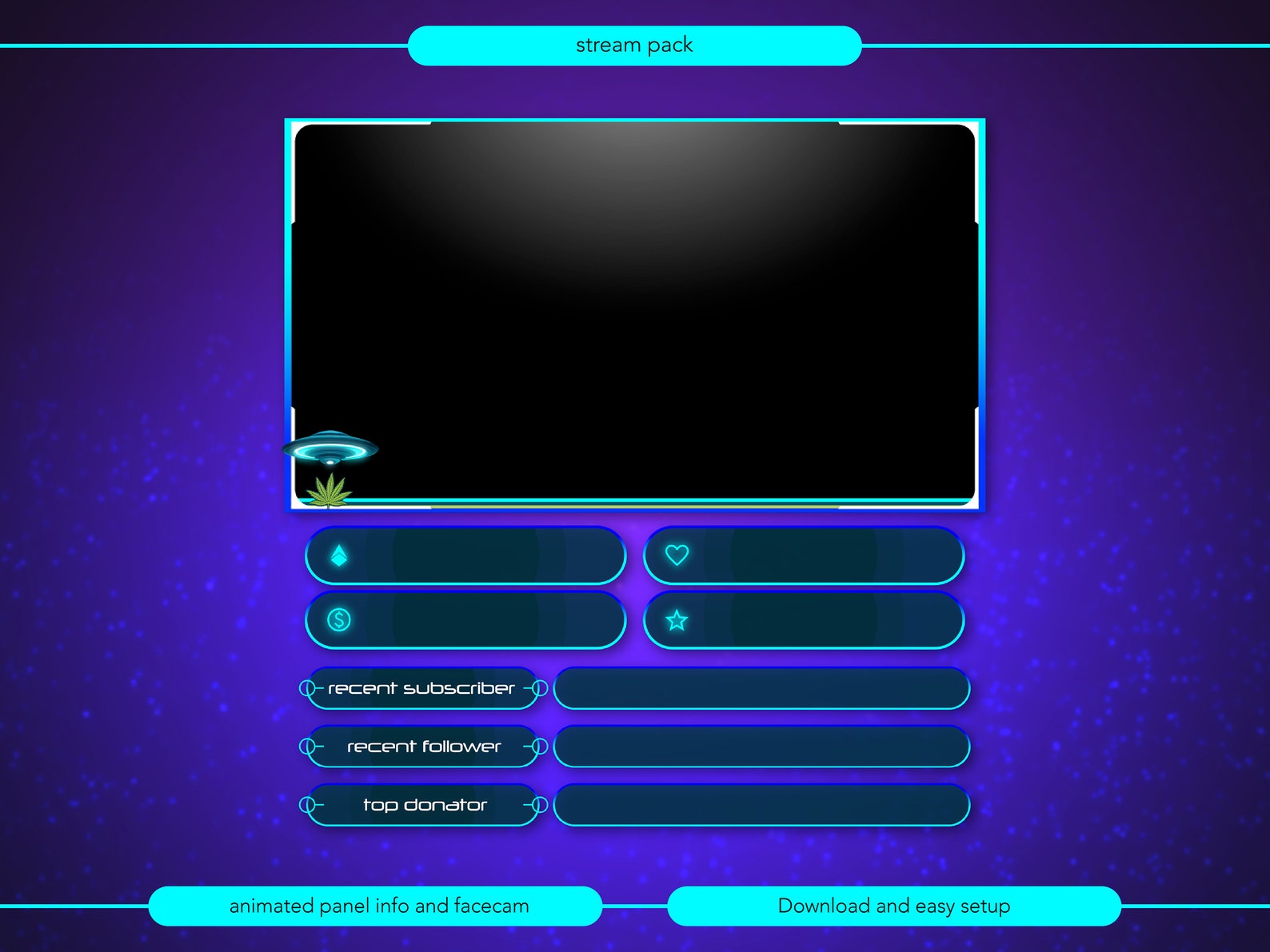 Full Animated Stream Overlay Package, Chill, Weed, Stoned Alien. Twitch ...