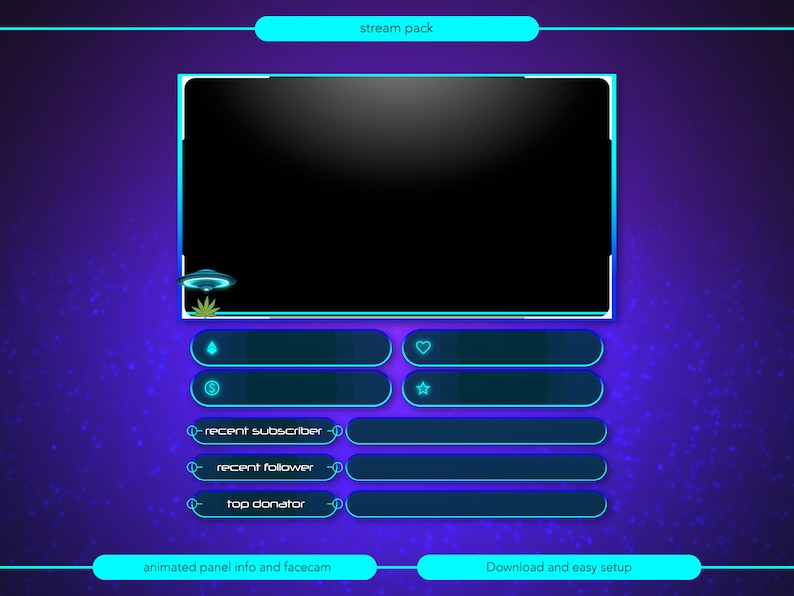 Full Animated Stream Overlay Package, Chill, Weed, Stoned Alien. Twitch ...
