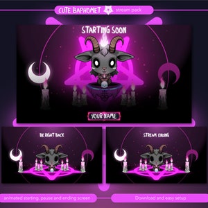 Full Animated Stream Overlay Package, Adorable Evil, Cute Baphomet ...