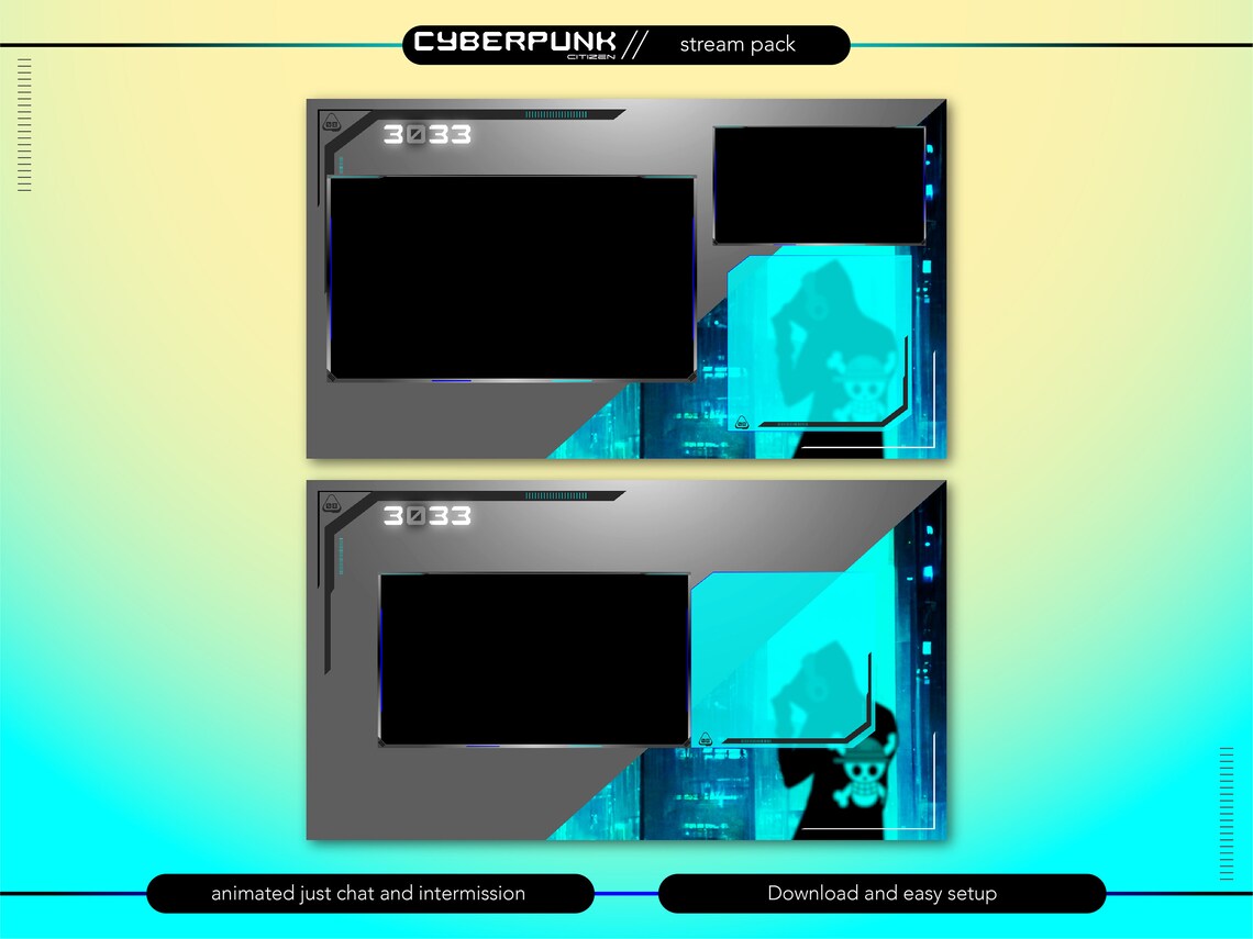 Full Animated Stream Overlay Graphic Package Cyberpunk - Etsy