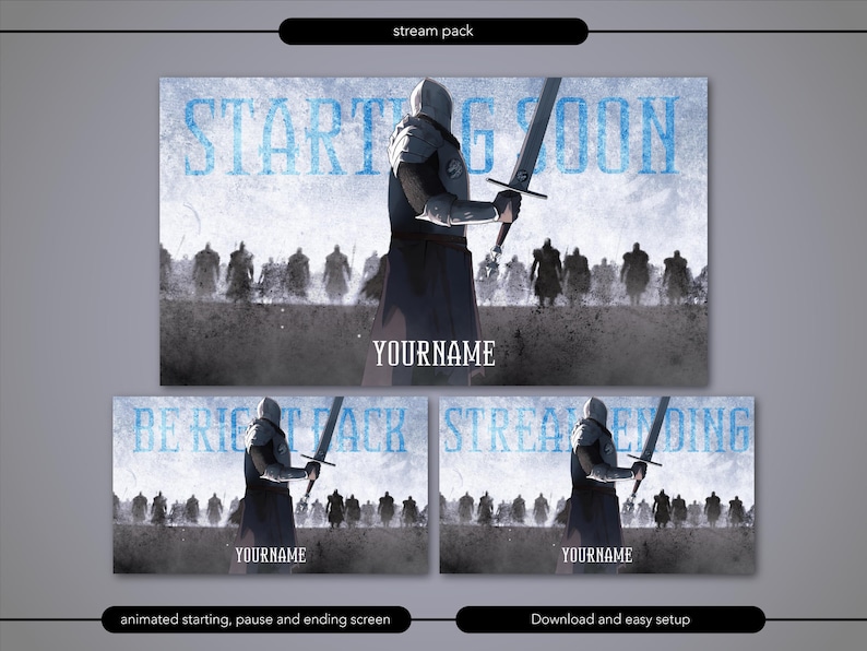 Animated Stream Overlay Package, Knight, Medieval, Paladin. Twitch ...