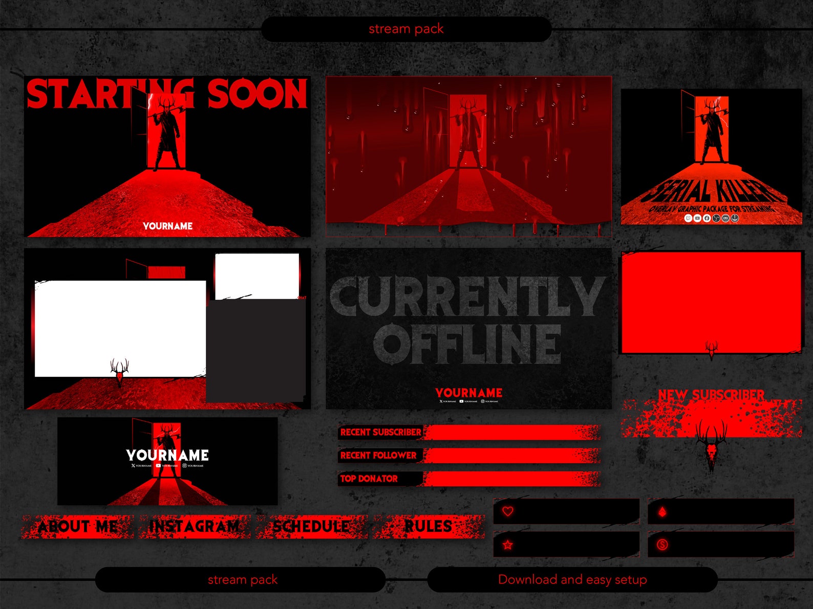 Full Animated Stream Overlay Package, Horror, Scary, Serial Killer ...
