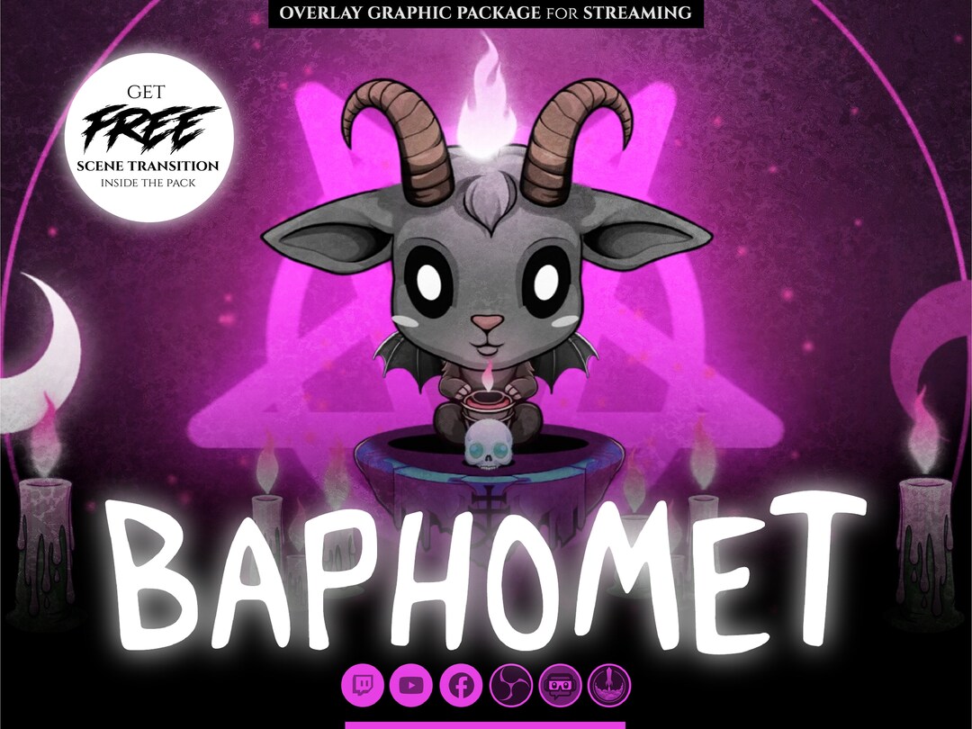 Full Animated Stream Overlay Package, Adorable Evil, Cute Baphomet ...