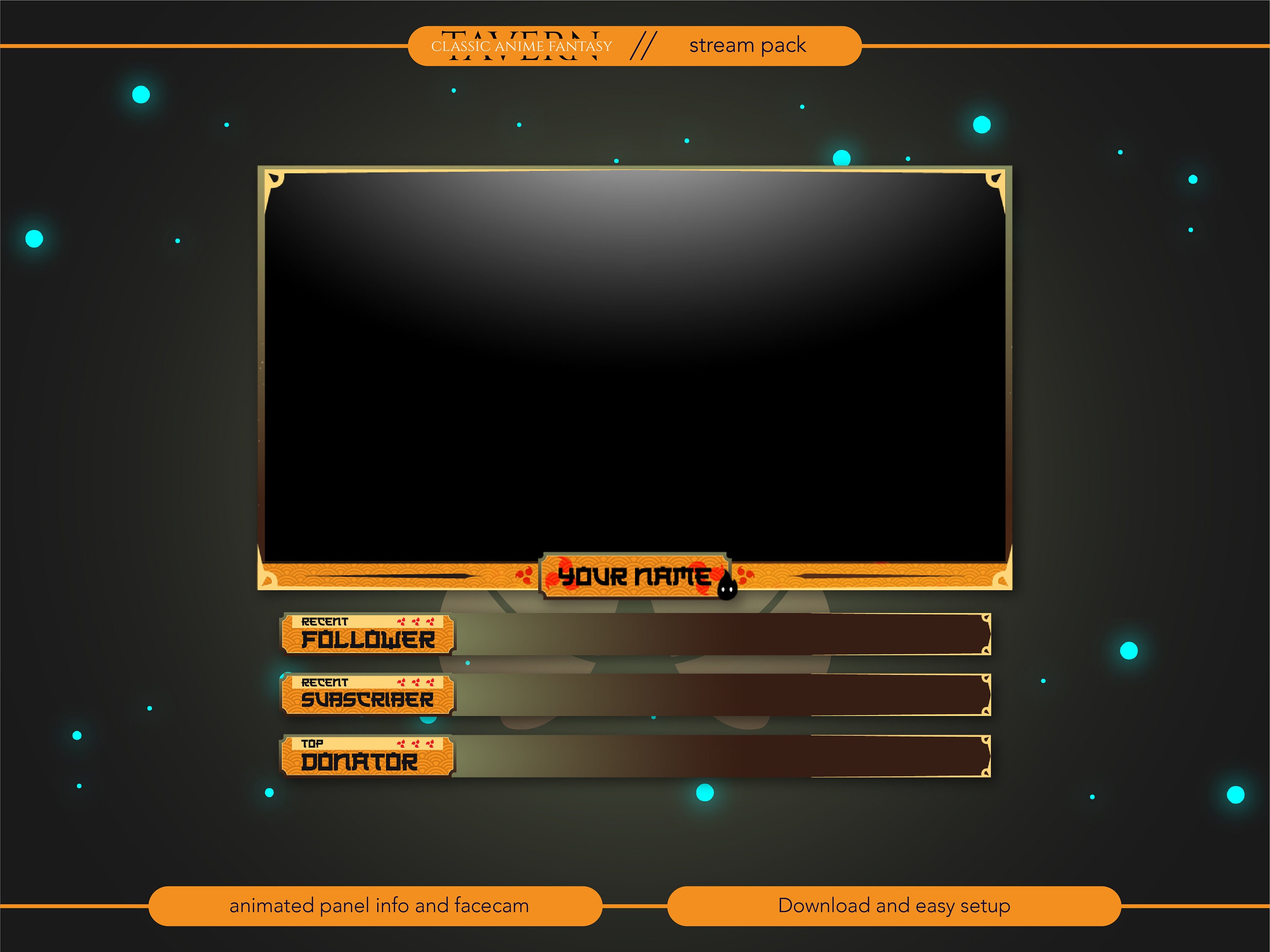 Full Animated Stream Overlay Package, Relaxing Chill Classic Anime ...