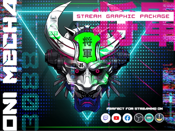 Cyberpunk Mecha Oni Full Animated Stream Overlay Graphic - Etsy
