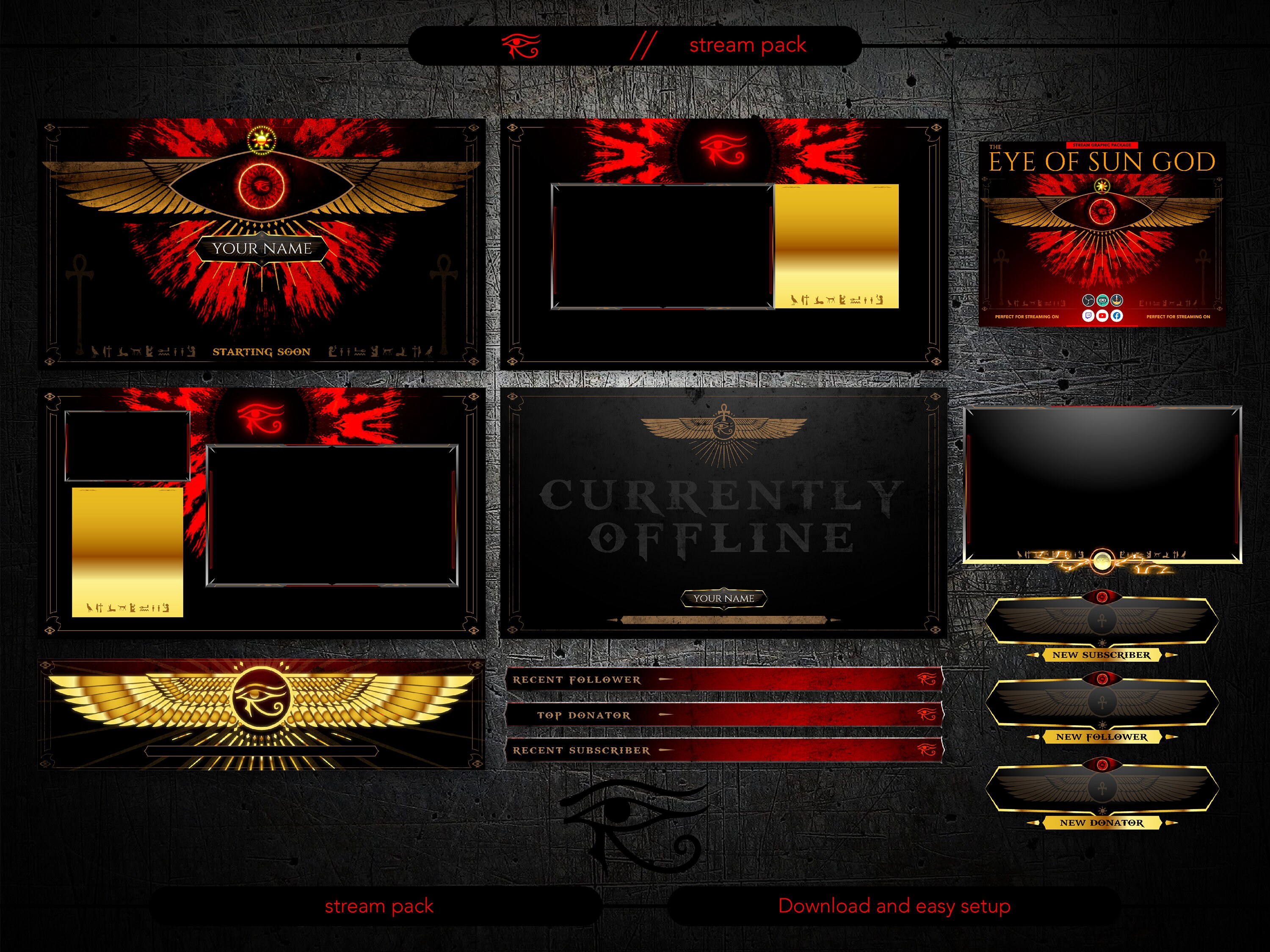 Animated Twitch Overlay the Eye of Sun God Package. Twitch, Facebook ...