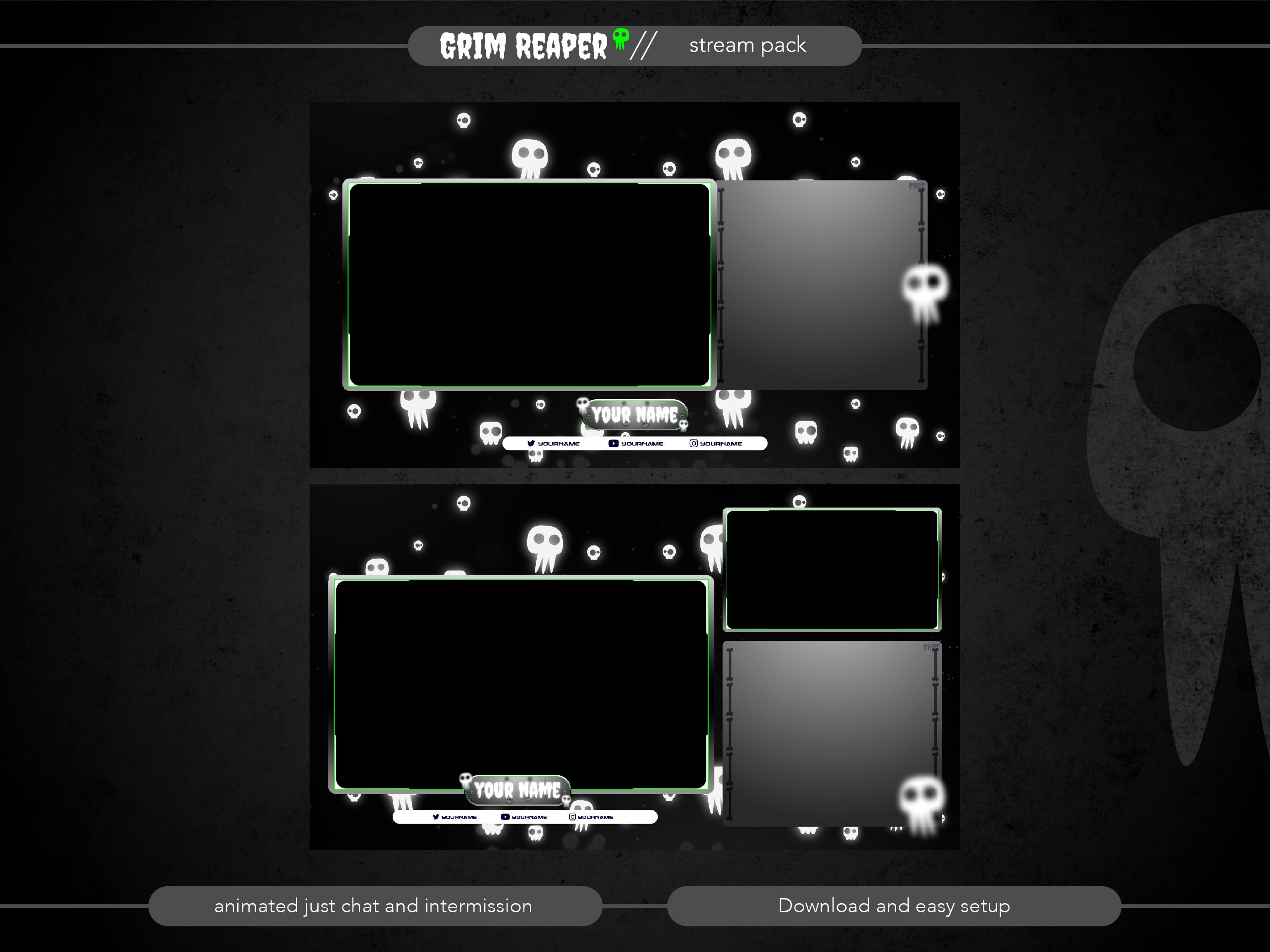Black Grim Reaper Full Animated Stream Overlay Graphic - Etsy Canada