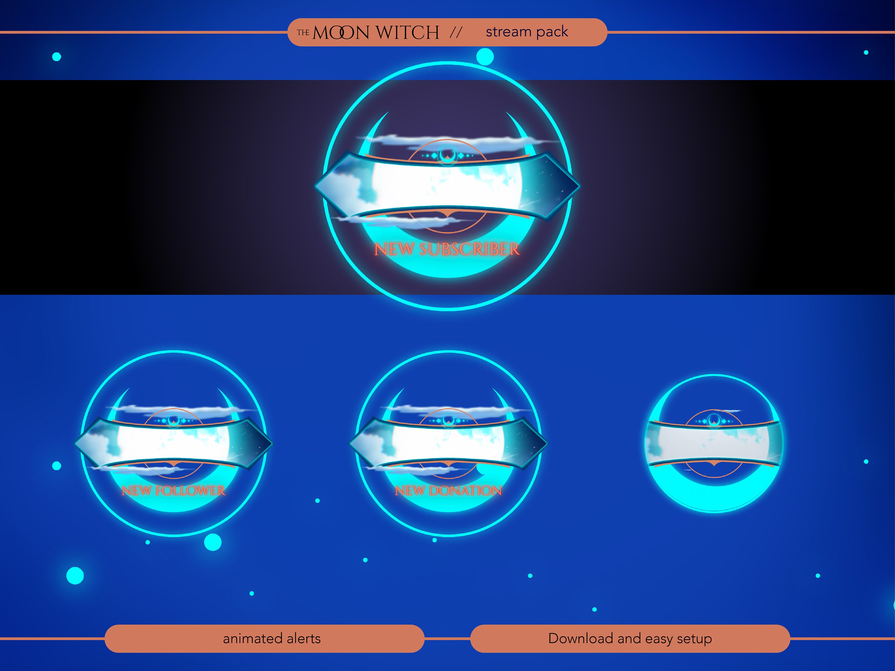 Full Animated Stream Overlay Package, Magical, Anime, the Moon Witch ...