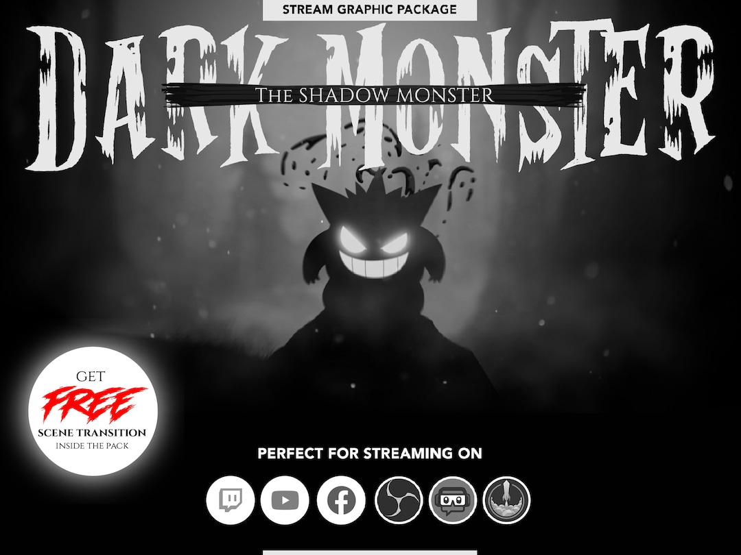 Full Animated Horror Stream Overlay Graphic Package the Shadow Dark ...