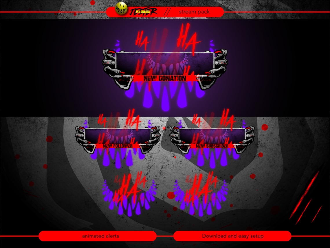 Animated Dark Twitch Overlay Package. Scary Stream Overlay. Twitch ...