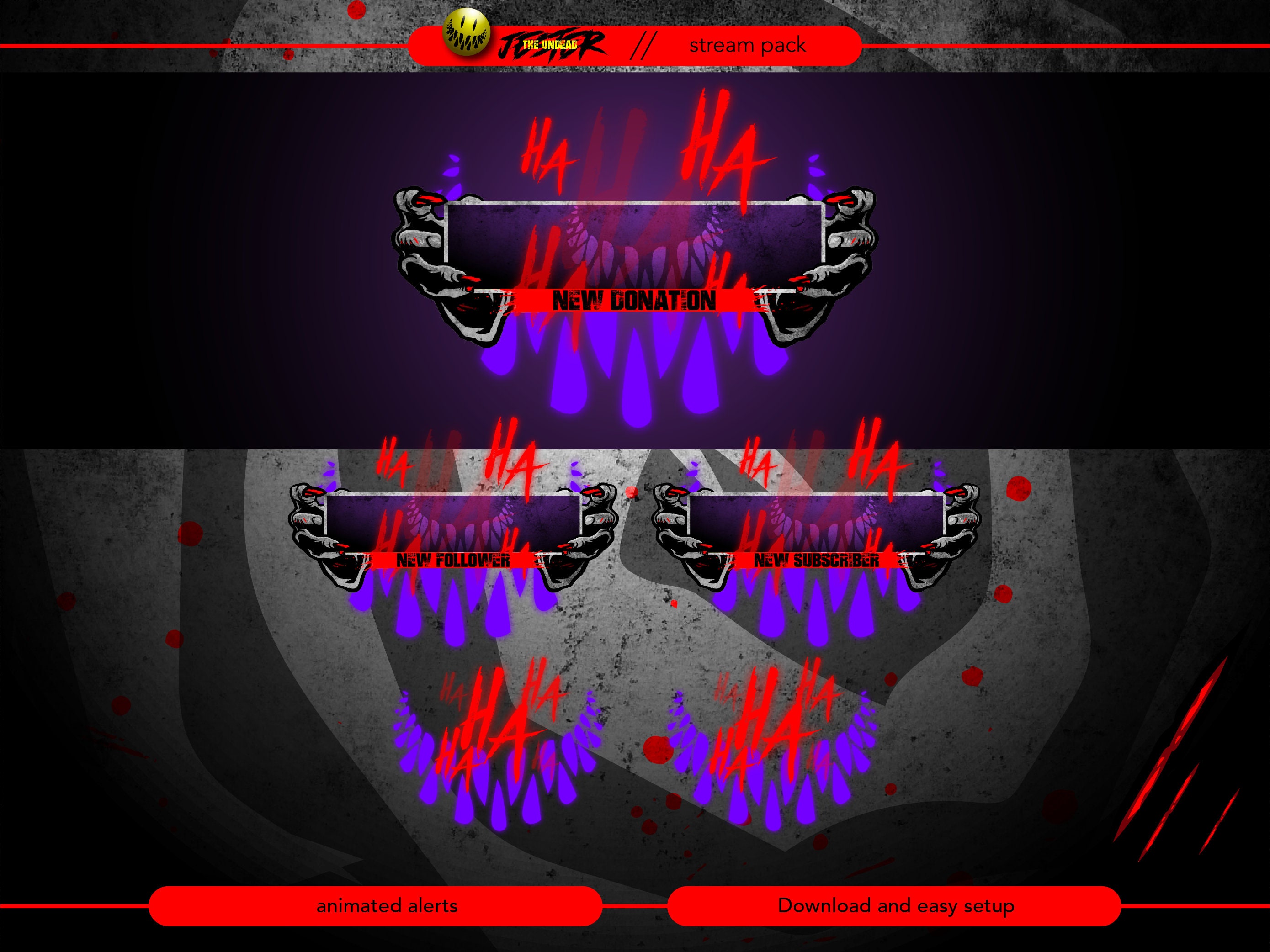 Animated Dark Twitch Overlay Package. Scary Stream Overlay. Twitch ...