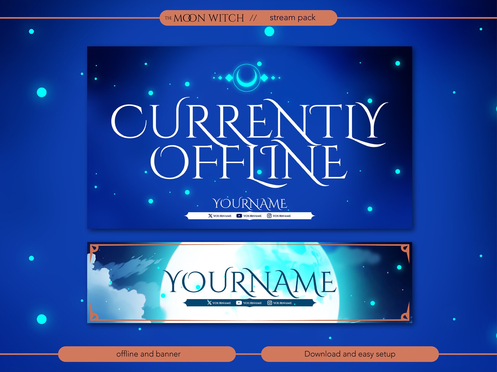 Full Animated Stream Overlay Package, Magical, Anime, the Moon Witch ...