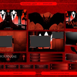 Full Animated Stream Overlay Package, Horror, Bat, Vampire Lady. Twitch ...