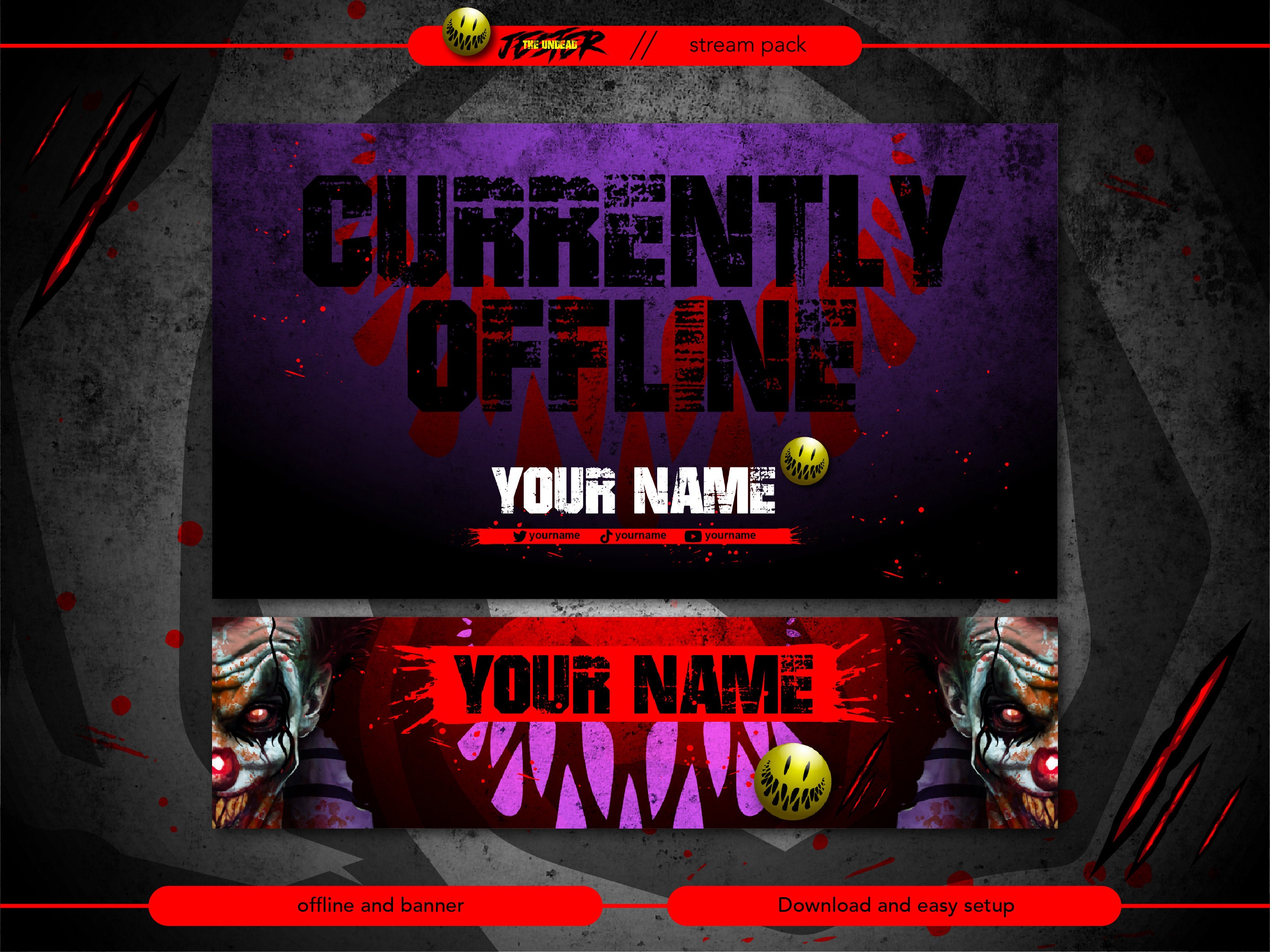 Animated Dark Twitch Overlay Package. Scary Stream Overlay. Twitch ...