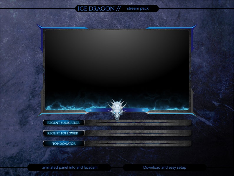 Full Animated Stream Overlay Package, Medieval, Ice Dragon, King ...