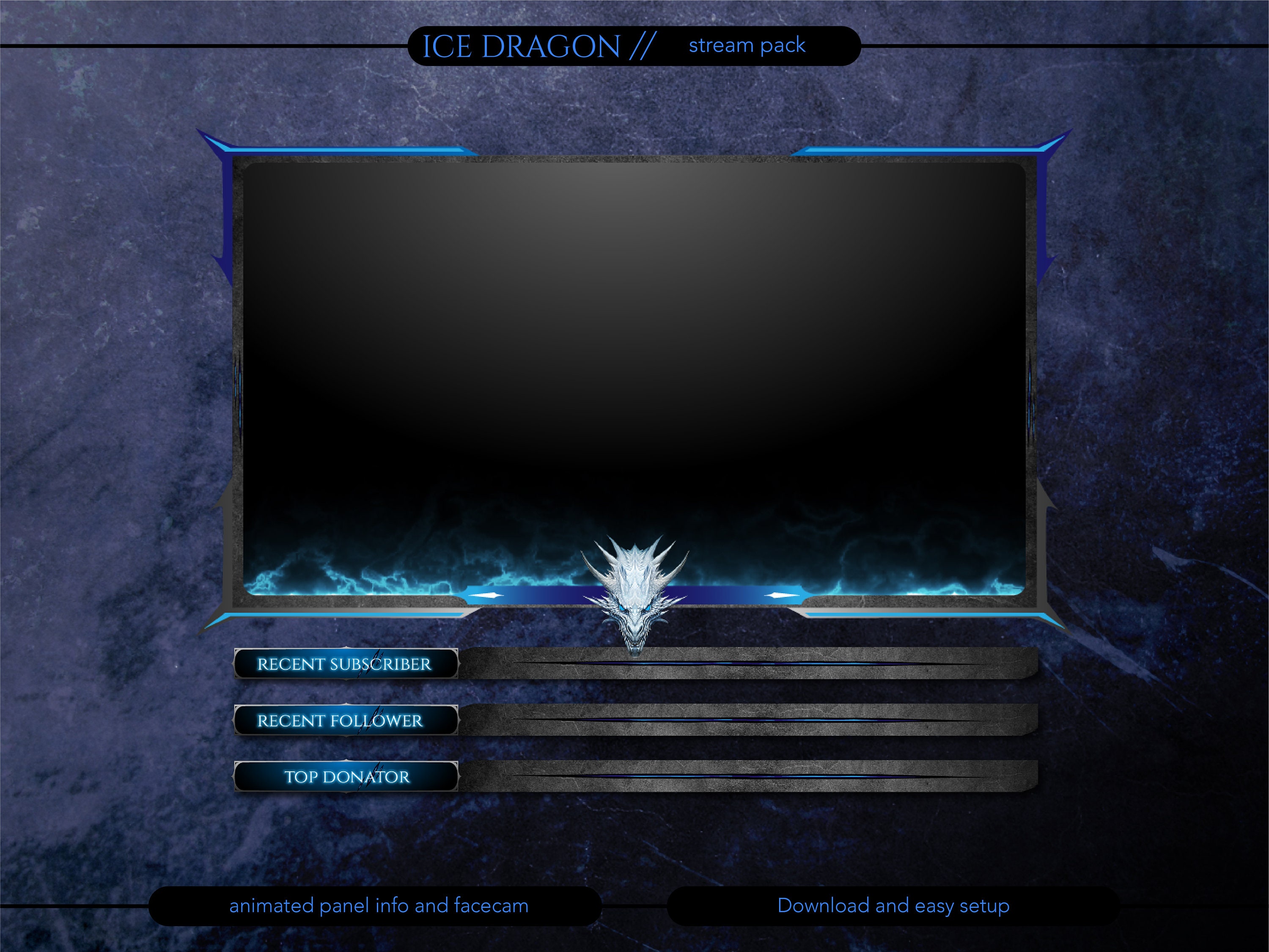 Full Animated Stream Overlay Package, Medieval, Ice Dragon, King ...