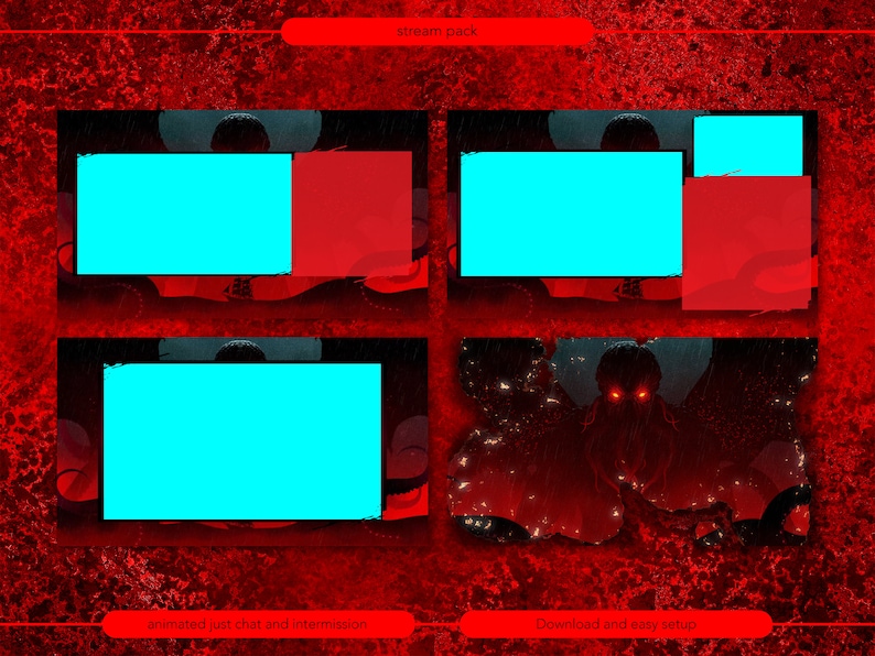 Animated Stream Overlay Package, Sea Monster, Ancient Alien, Cthulhu ...
