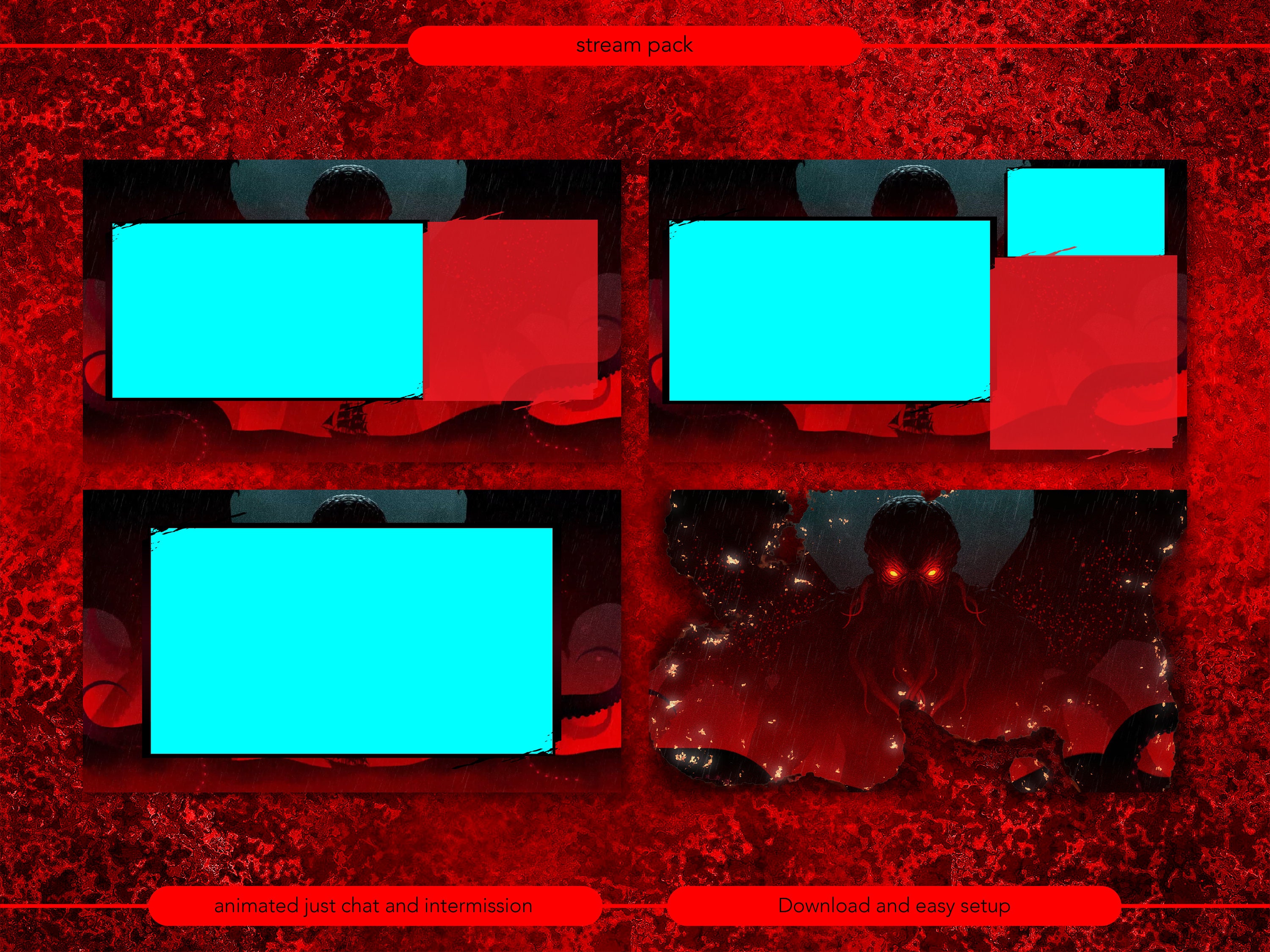 Animated Stream Overlay Package, Sea Monster, Ancient Alien, Cthulhu ...