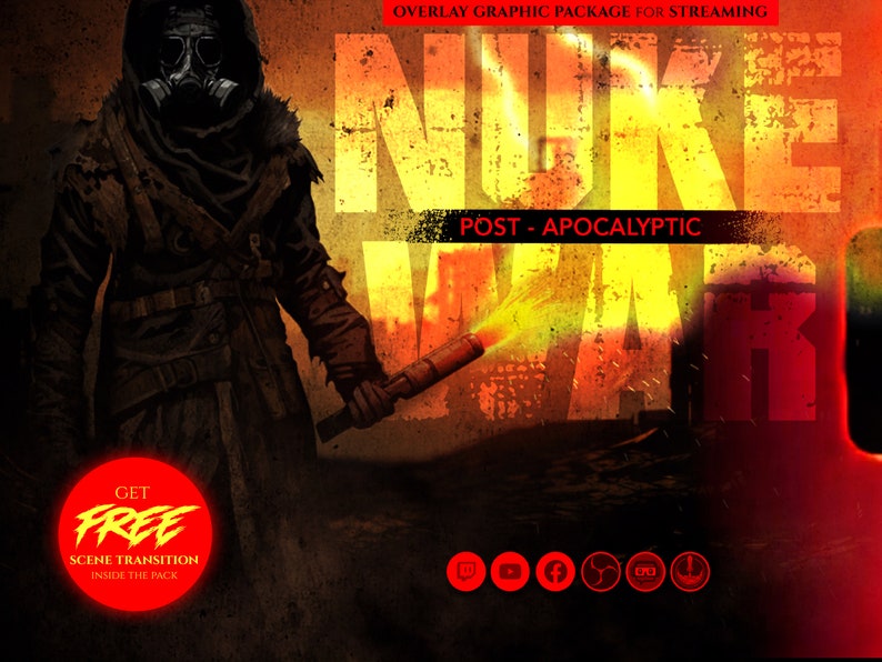 Animated Stream Overlay Package, Fire, Apocalyptic, War, Nuke War ...
