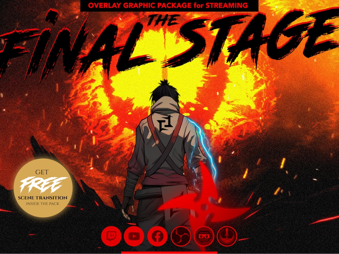 Full Animated Stream Overlay Package, Ninja, Shuriken, Shinobi. Twitch ...